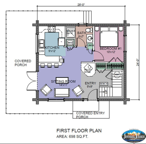 Slovenia 2 Bedroom Log Cabin Plan - Jeremiah Johnson Custom Log Homes