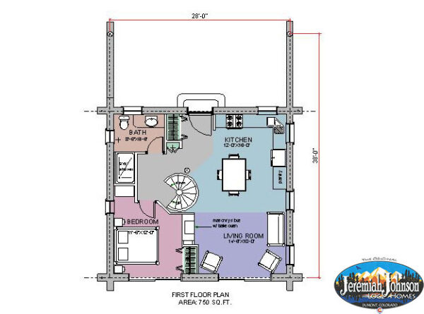 The Hillside 2 Bedroom Log Cabin Plan - Jeremiah Johnson Custom Log Homes